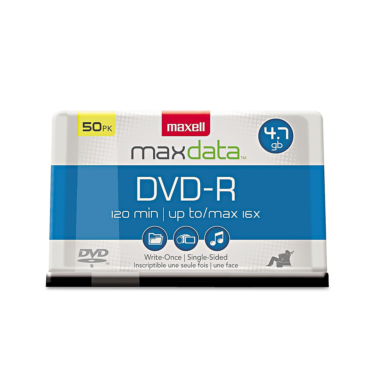 Maxell 638011 DVD-R Discs, 4.7GB, 16x, Spindle, Gold, 50/Pack