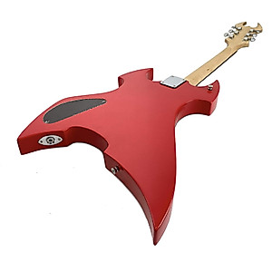 Full Size Right Handed Heavy Metal Style Electric 6 String Guitar, Solid Wood Body and Bolt on Neck, Cable and Allen Wrench, Color: Deep Red