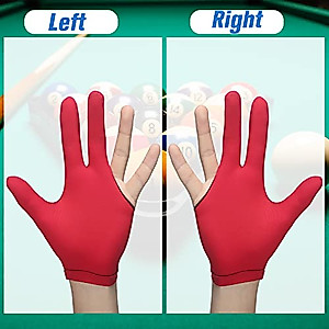 Libima 60 Pcs Billiard Pool Gloves 3 Fingers Billiard Gloves Left and Right Hand Billiard Gloves Universal Cue Sports Gloves for Women Men Billiard Shooters Accessories (Red, Blue, Black)
