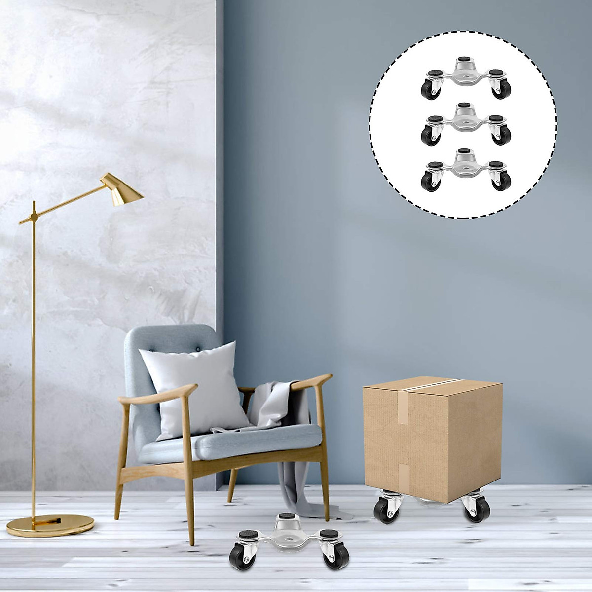 DOITOOL 3pcs 3 Mover push cart dolly appliance cart wheel moving dolly furniture dolly furniture moving dolly rotary tool trolly dolly cart roller carbon steel to rotate home appliances