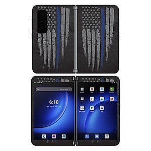 MightySkins Skin Compatible with Microsoft Surface Duo 2 - Thin Blue Line | Protective, Durable, and Unique Vinyl Decal wrap Cover | Easy to Apply, Remove, and Change Styles | Made in The USA