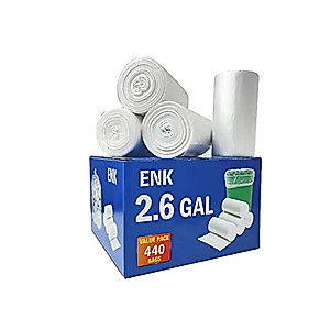 440 Counts 2.6 Gallon Trash Bags ENK Clear Small Trash Bags Bathroom Trash Bags Wastebasket Trash Bin Liners Small Garbage Bags for Home Kitchen and Office, fit 2-2.6 Gallon,10 Liter Trash Bins