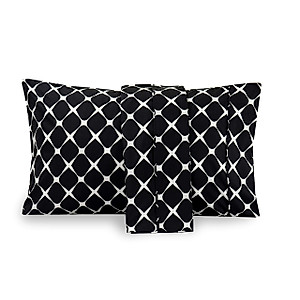 Elegant Comfort Luxury Ultra-Soft 2-Piece Pillowcase Set - 1500 Premium Hotel Quality Microfiber Double Brushed - Wrinkle Resistant, Standard/Queen, Bloomingdale Pattern Black