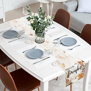 Fall Decor Table Runner 72 Inches Long, Pumpkin Orange Dresser Scarves Thanksgiving Kitchen Dining Table Setting Decoration for Holiday Party Wedding