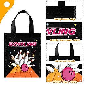 Kajaia 24 Pcs Bowling Party Favor Bags Bowling Goodie Bags Reusable Non Woven Bowling Gift Bags with Handles Bowling Party Decor Bowling Birthday Party Supplies(Cute Style)
