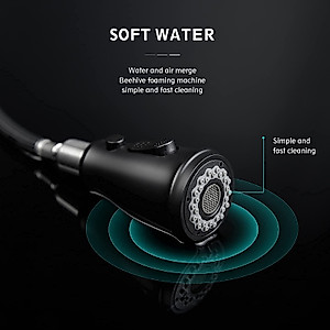 GUUKAR Black Kitchen Faucet with Pull Down Sprayer Matte Black Stainless Steel Kitchen Sink Faucet 360 Degree Swivel with Deck Plate