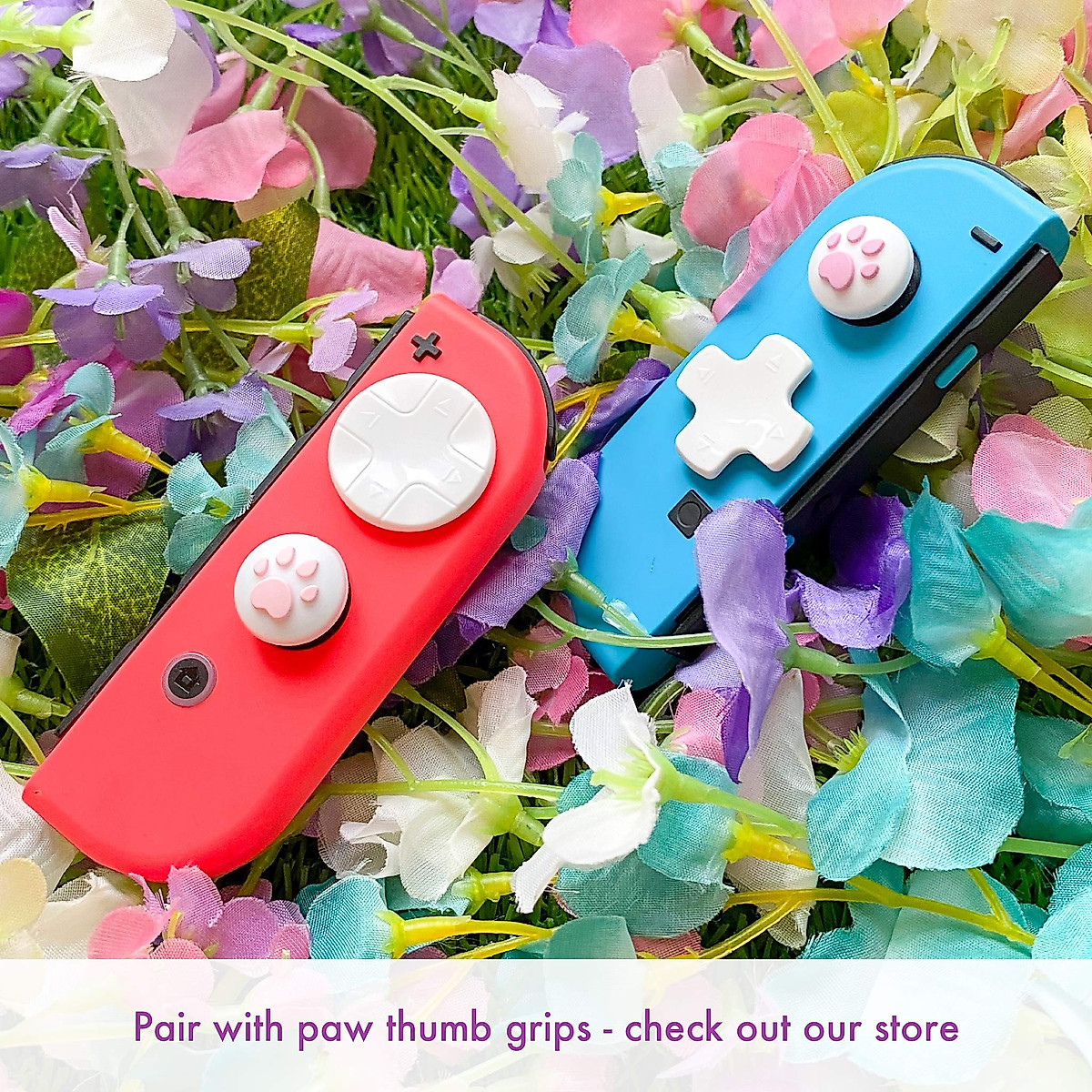 BelugaDesign Pastel Button Caps and D-Pad | Compatible With Nintendo Switch Standard OLED Joy-Con Controller Covers | Directional & A/B/X/Y Buttons - White