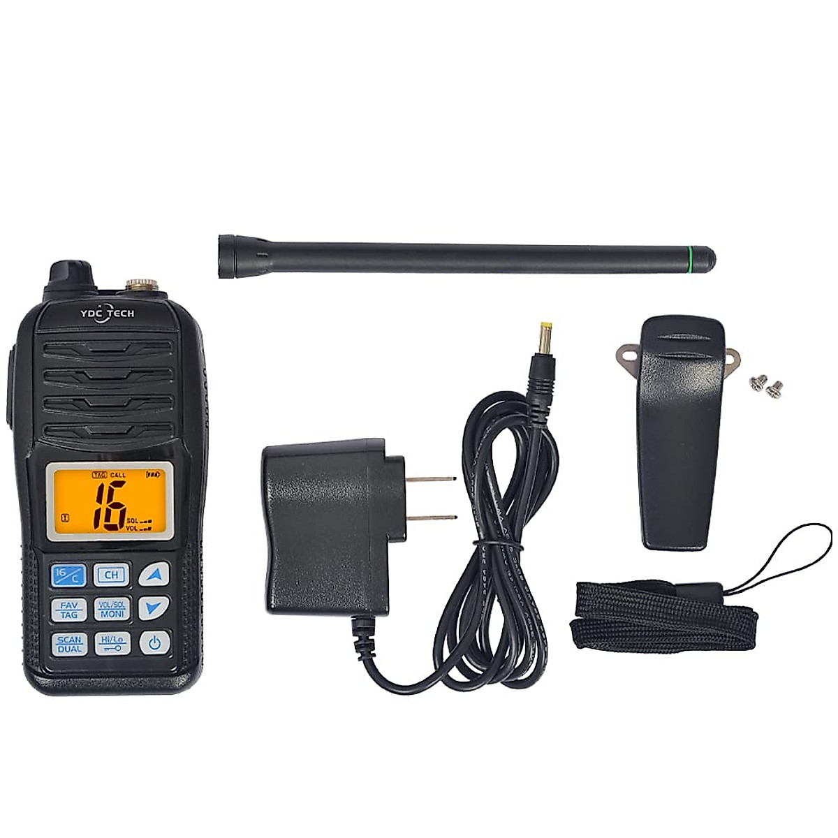 YDC Tech MR-36M Handheld Floating VHF Radio – Submersible, Backlit LCD Display, NOAA Weather, Memory Scan,