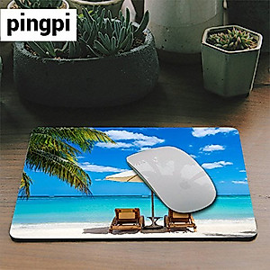 pingpi Idyllic White Beach in Front of The Turquoise Tropical sea Mouse pad Gaming Mouse pad Mousepad Nonslip Rubber Backing