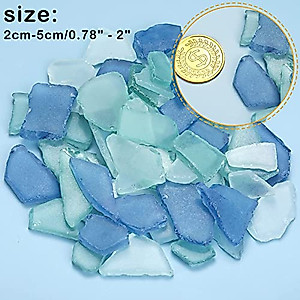Sea Glass for Crafts Seaglass Pieces Decor Flat Frosted Sea Glass Vase Filler Crushed Sea Glass for Beach Wedding Party Decor Home Aquarium Decor DIY Art Craft Supplies (Blue, White, Green,11 Oz)