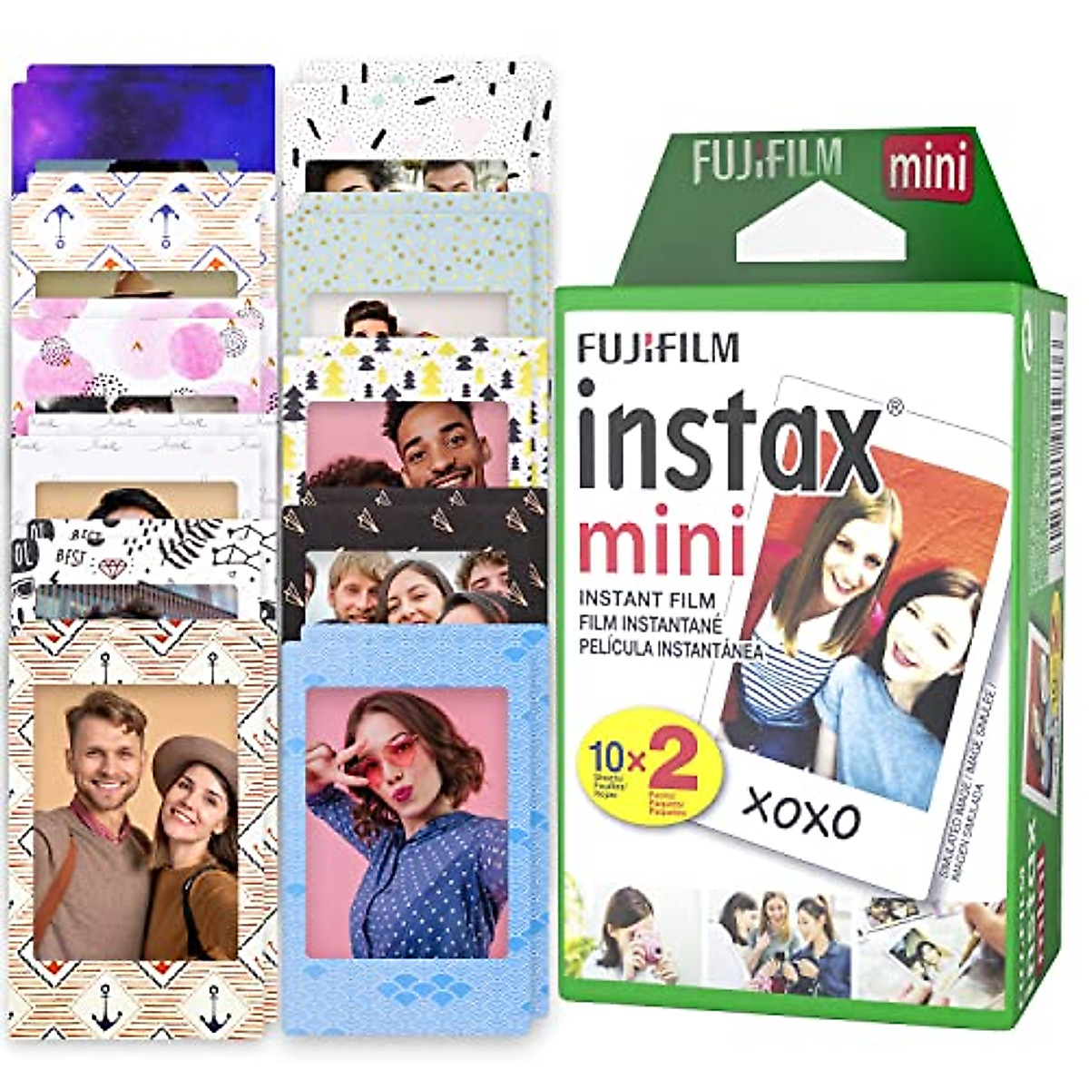 Fujifilm Instax Mini Film - Fuji Film Instant Film - Twin Pack (20 Sheets) - Bundled with Moshify 20 Colorful Sticker Frames