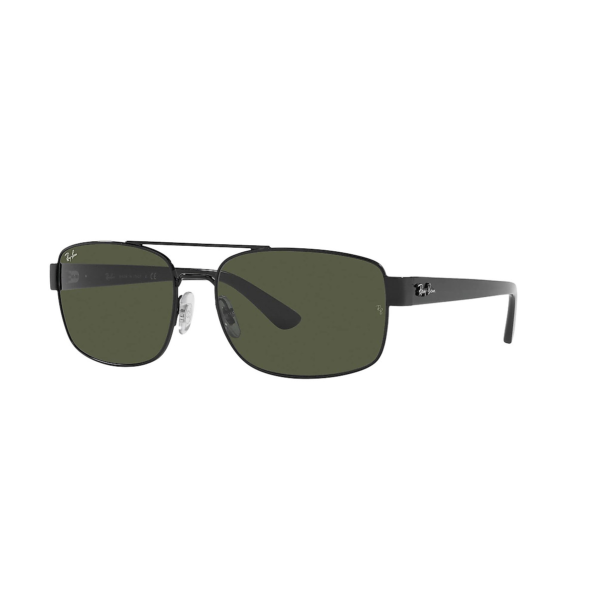 Ray-Ban Men's RB3687 Square Sunglasses, Black/Green, 61 mm