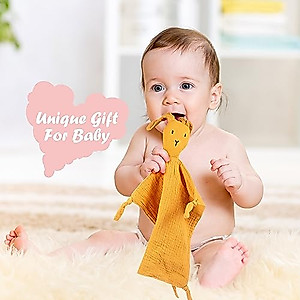 Tranqun 11 Pieces Bunny Baby Lovey Blankets Organic Cotton Muslin Security Blanket Soft Breathable Lovie Blanket for Newborn and Infant Boys and Girls