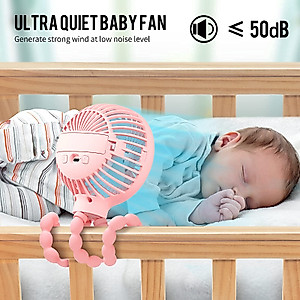 Stroller Fan Upgraded Handheld Personal Fan Battery Operated Mini Portable Fan with LED Light Aromatherapy, Flexible Tripod Clip On Fan with 3 Speeds Versatile Fan for Car Seat Crib Bike Desk (Pink)