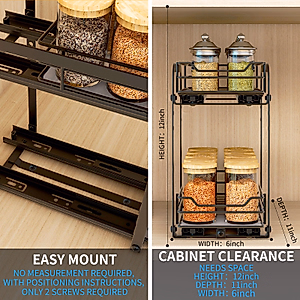 BOIVSHI 2-Tier Spice Rack, Pull Out Cabinet Organizer Spice Racks Height Adjustable Heavy Duty Metal Basket for Inside Cabinets & Pantry Closet