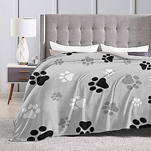 Pets Dog Paw Grey Blanket Soft Warm Lightweight Throw Blanket Cozy Plush Bed Blanket for Bedroom Living Rooms Sofa Couch Bed Gifts 50"X40"