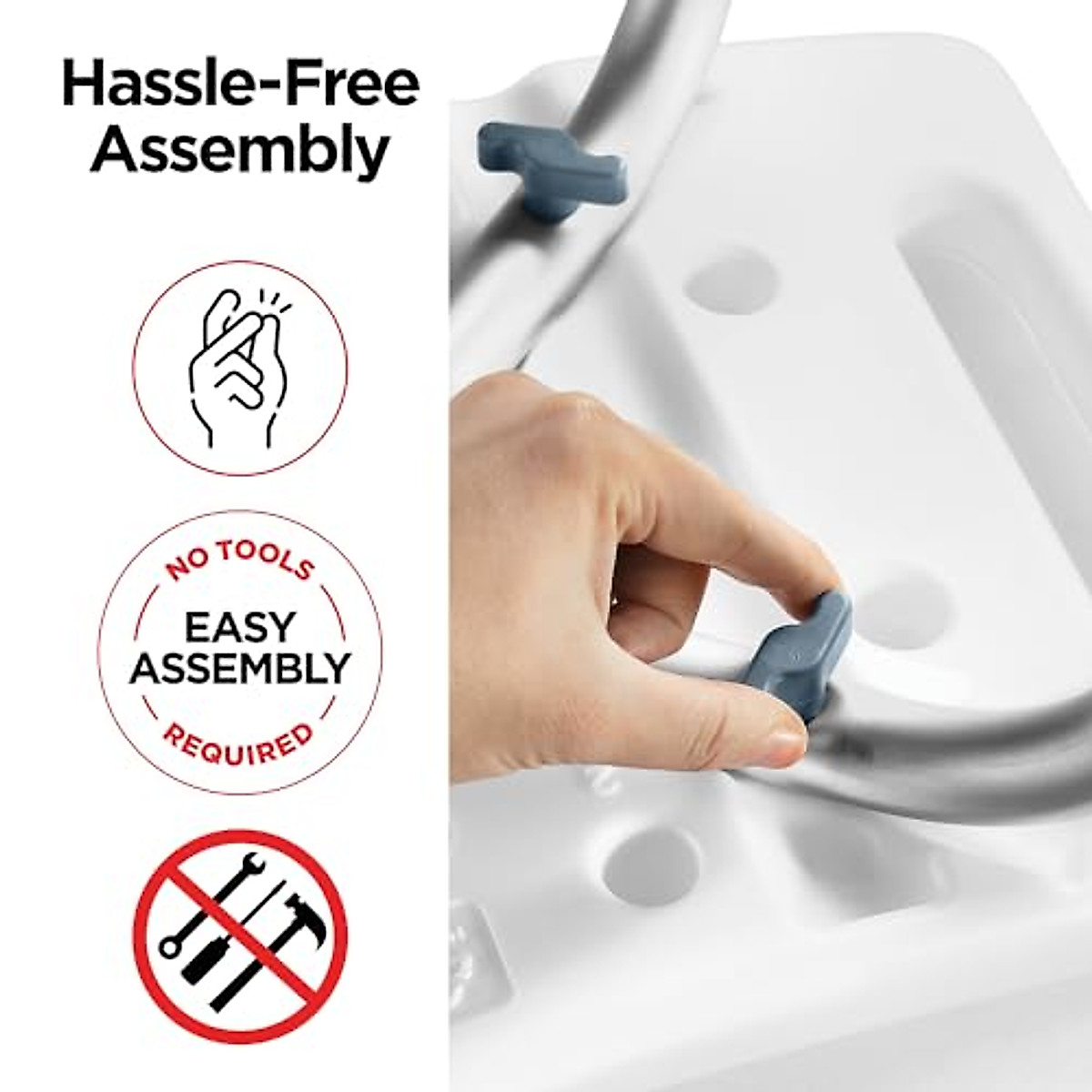 Shower Chair - with Back Scrubber & Additional Sponge - Tool Free Shower Chair for Elderly - with 8 Adjustable Heights - Portable Anti Slip Bath Chair for Elderly