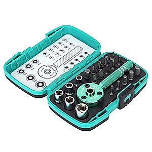 TKFDC 22pcs Screwdriver Set Multi-functional Mini Ratchet Wrench Bit 1/4" Driver Socket Set Screwdriver Kit Repair Tool