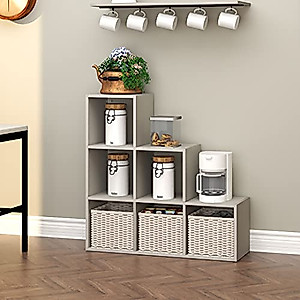 Letmobel Stair-Step 6 Cube Organizer | Book Shelf Organizer Cube Storage Shelf | DIY Cubical Storage Organizer | Shelf Organizer for Bedroom Living Room Office | Grey Cube Shelf for Home Offices