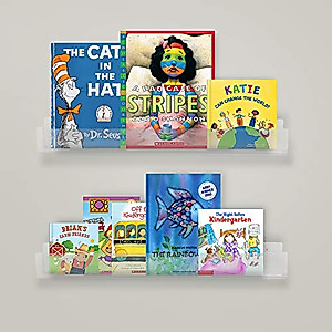 VIVO Dual Acrylic 24 inch Floating Bookshelves for Wall Display, Clear Organizer Shelves for Kids Room, Nursery, Office, and More 2-Pack, MOUNT-SF24C