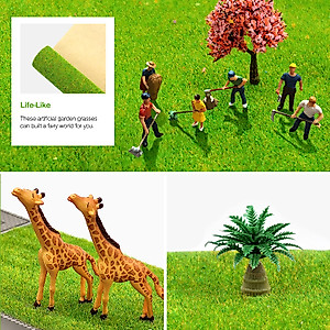 10Pcs Fairy Artificial Grass Miniature, Artificial Garden Grass Diorama Supplies, 6 x 6 Inches Miniature Artificial Craft Grass Plastic Grass Mat Crafts Dollhouse DIY Grass Garden Miniatures