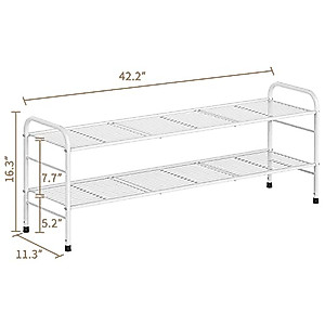 Dicasser 2-Tier Long Shoe Rack Organizer Extra Large Capacity for 18 Pairs,White