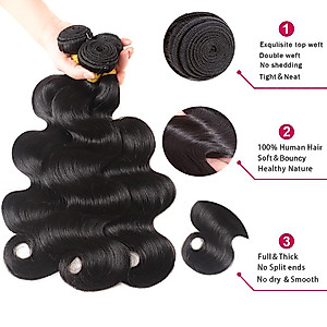 22-26 Inch Unprocessed Brazilian Virgin Body Wave Human Hair Bundles and Wefts - Natural Color