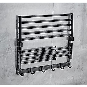 Xeternity-Made XMSound Clothes Drying Rack ,Wall Mounted Swivel Towel Rack & Hooks and Swing Arms , for Laundry Room and Bathroom