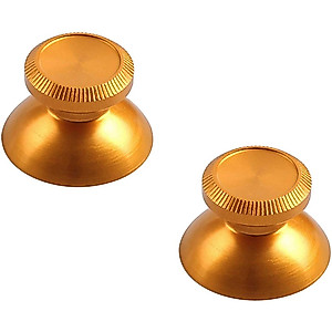 2PCS Aluminum Metal Analog Joystick Thumbstick Rocker Mushroom Caps Button for PS4 Xbox One Replacement (Gold)
