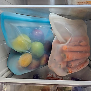 Silicone Food Storage Bag 102oz. XXL [Set of 2] Reusable Freezer Bags - Zero Waste Food and Container Lids Reusable Silicone Containers with Lid, Sous Vide, Extra Large Bags