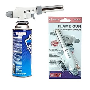 Electronic ignition Butane Torch - Culinary Torches Chef Cooking Professional Adjustable Flame for BBQ, Baking, Jewelry (gas Not Included)
