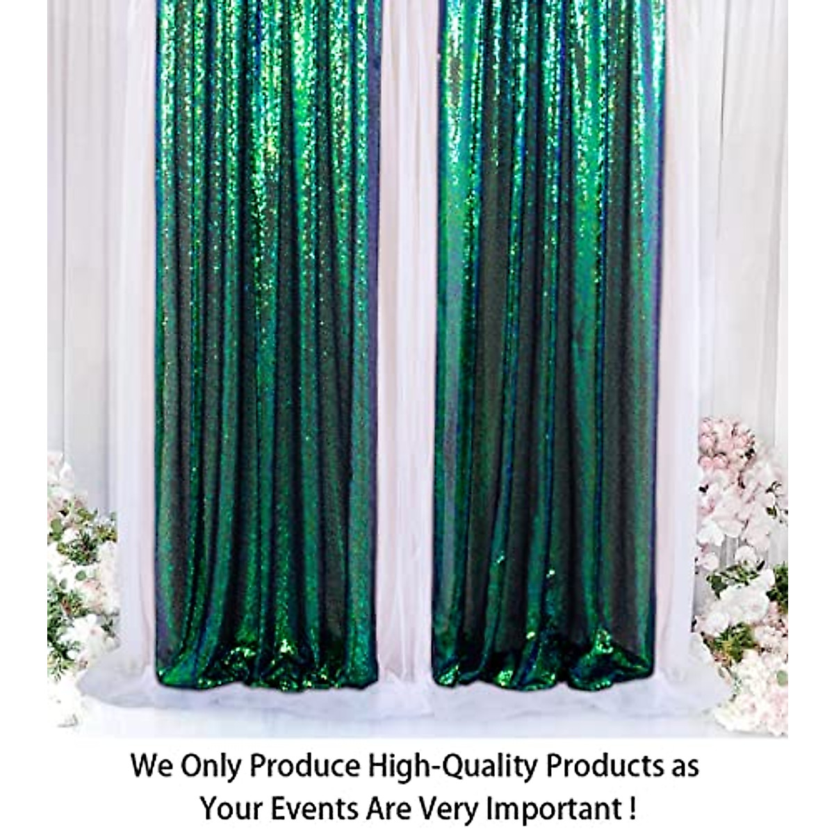 Sequin Curtains 2 Panels 2FTx8FT Iridescent Green Photo Booth Backdrop Prom Backgrounds Baby Shower Backdrop Wedding Ceremony Backdrop Birthday Party Decorations