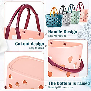 Nuenen 8 Pieces Portable Shower Caddy Basket Plastic Storage Basket with Handle Shower Caddy Tote Box Heart Shower Caddy Organizer Bin for Bathroom School Dorm Kitchen Storage Room Laundry