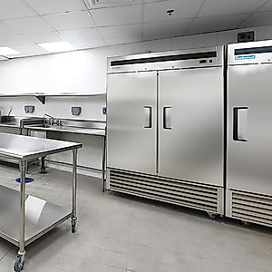 BLUELINETECH 54" W Commercial Refrigerator 2 Solid Door, 47.3 cu. ft Stainless Steel Reach-in Air Cooling Commercial Fridge Cooler for Restuarant ETL