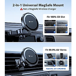 VICSEED for MagSafe Car Mount CD Slot & Air Vent [20 Strongest Magnets] Super Stable Magnetic Phone Holder for Car 360° HandsFree Metal CD Phone Mount for Car Fit iPhone 14 13 12 Pro Max Plus Mini All