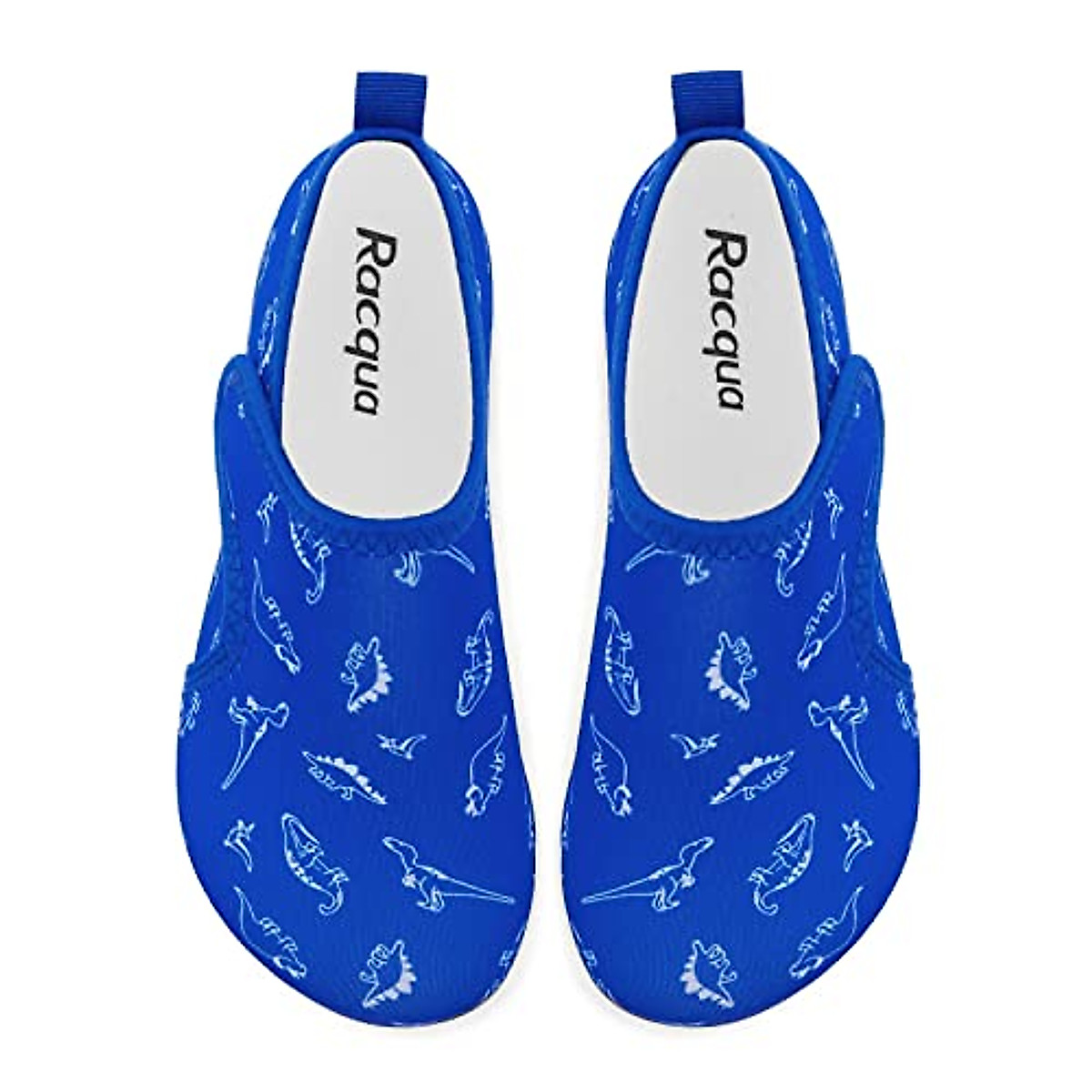 Racqua Kids Water Shoes Boys Girls Beach Swim Quick Dry Shoes Outdoor Barefoot Sports Aqua Socks Big Kid Dinosaur/Blue Size 1-2