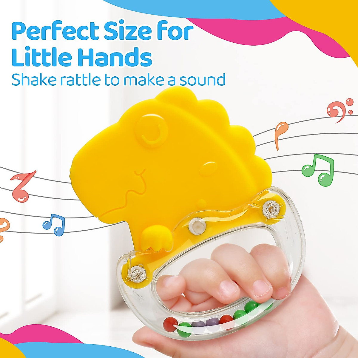 CUTE STONE Baby Rattles Toys Set, Babies Teethers Toys for Baby 3-12 Months, Early Development Learning Toy with Grasp, Spin Rattle Set and Storage Box, Newborn Infant Birthday Gifts for Girls & Boys