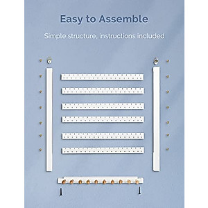 Mymazn Easy Assemble Solid Beech Wood Earring Hanging Necklace Holder Hanger Wall Mount Jewelry Organizer Rings Scruncies Organization