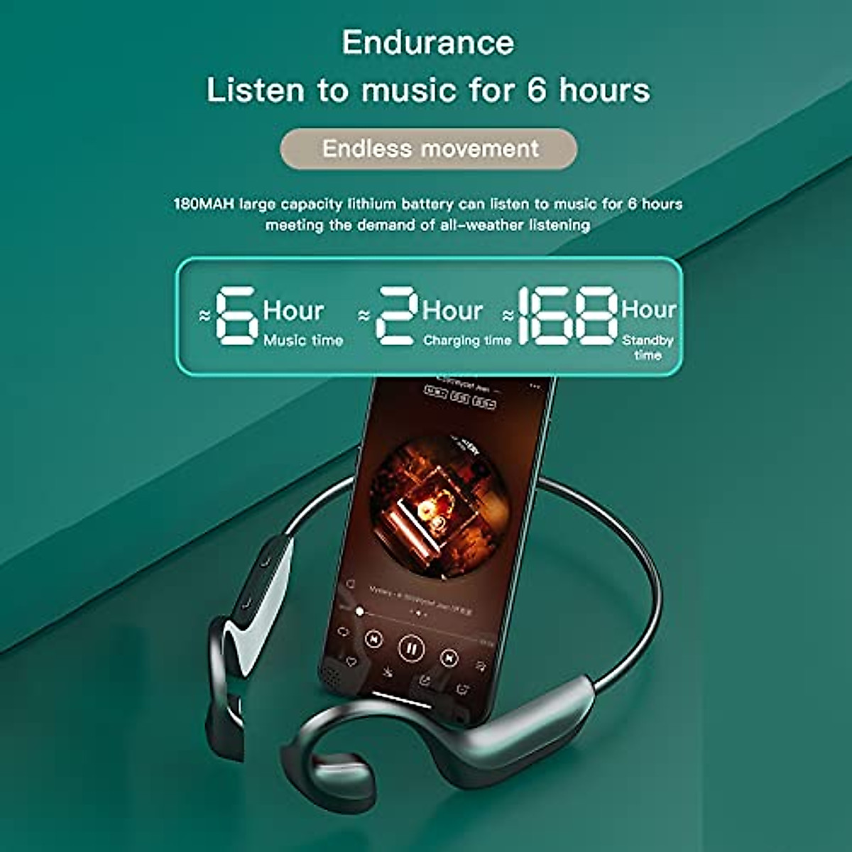 Niaviben Sports Earphone Bone Conduction Headphones Bluetooth Ear Hook Waterproof Wireless Not in The Ear Headset