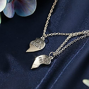 BONJOULRY Best Friend Friendship BFF Necklaces for 2 Girls, Heart Preppy Matching Necklace for Couples Womens Trendy Best Friends Forever Personalized Necklaces BFF Gifts