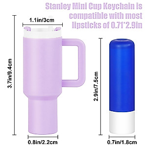 NBOOCUP Mini Cup Keychain for Stanley Cup, Straw Toppers Charm for Stanley 40 oz Tumbler, Straw Covers Charms with Adapter for Stanley Cup Accessories, Lip Balm Holder (Purple)