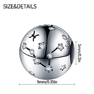 Pandach 12 Zodiac Sign Birthday Charms 925 Sterling Silver Birthstone Charms Fits Women's Charm Bracelet Necklace Bangle Gifts for Womens Friends