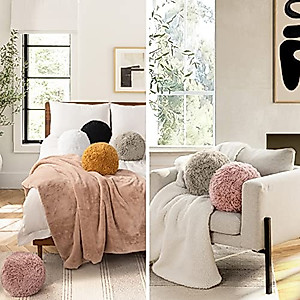 Ashler Plush Ball Throw Pillow and Cushion for Sofa, Cute Style Round Pillow with Handle, Super Soft Spherical Pillow for Bedroom, Circle Orb Shaped Decorative 10 x 10 Inches Dark Grey