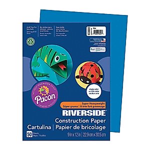 Sunworks® Blue 9" x 12" Heavyweight Construction Paper - Art Supplies - 50 Pieces