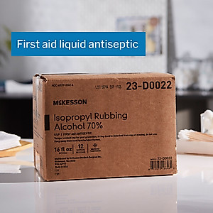 McKesson Isopropyl Rubbing Alcohol 70% [12 Count] USP First Aid Antiseptic, 16 oz