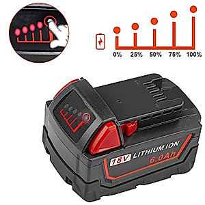 HIGH QUALITY FUTUREBATT FUTUREBATT [2Pack] 18V 6.0 Ah Replace Battery for Milwaukee M18 Lithium Battery 48-11-1860/48-11-1850/48-11-1840/48-11-1828/48-11-1820/48-11-1815