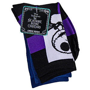 Bioworld The Nightmare Before Christmas Kids Jack Skellington and Zero Crew Socks 2 Pair