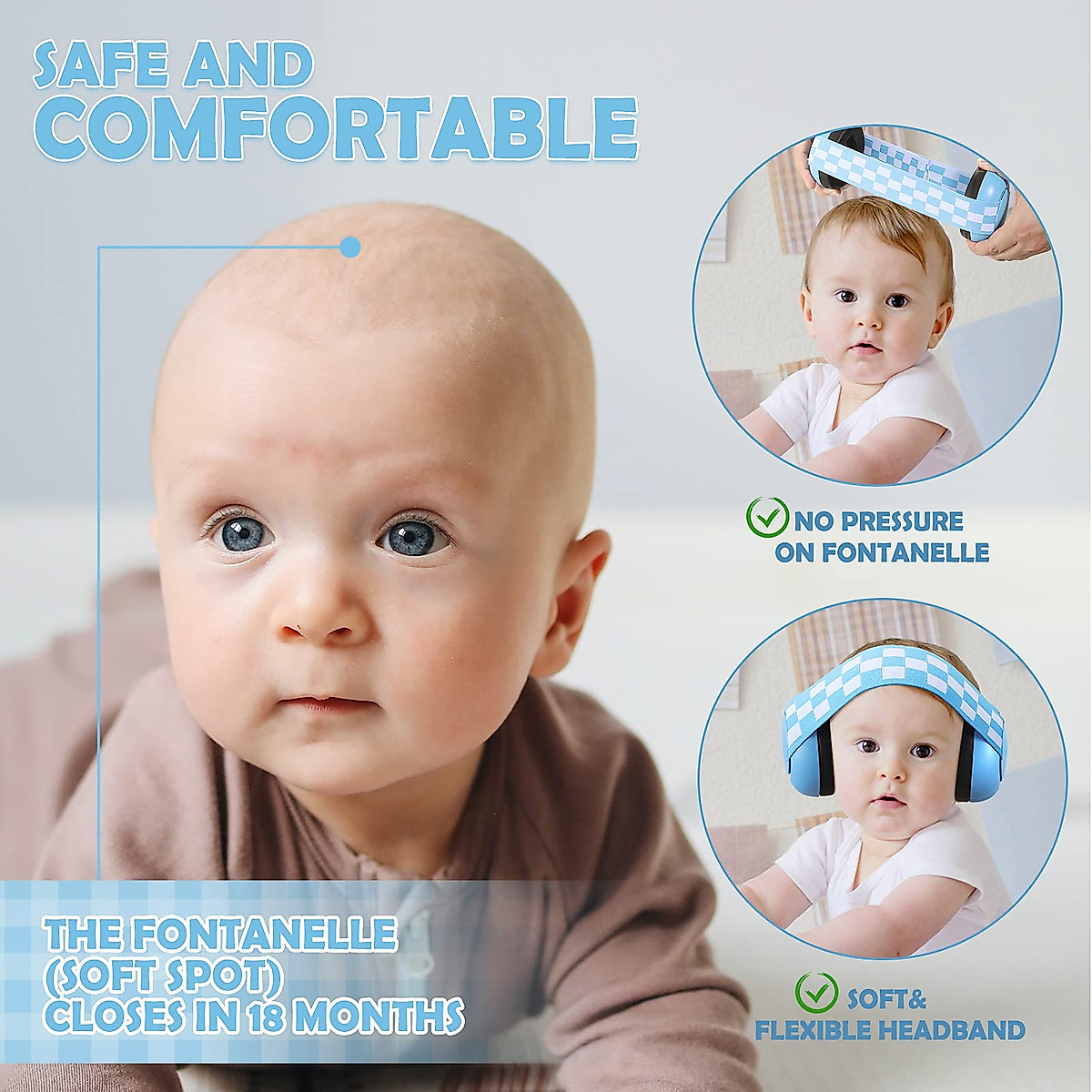 TOODOO Baby Ear Protection Noise Cancelling Ear Muffs Toddler Headphone with Adjustable Elastic Headband for Baby 3-36 Month