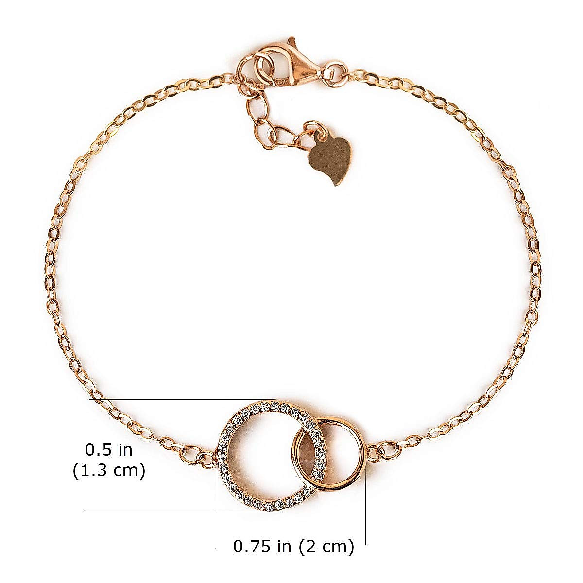 A+O Sister Bracelet Gift- Interlocking Circle Bracelet in Rose Gold Vermeil