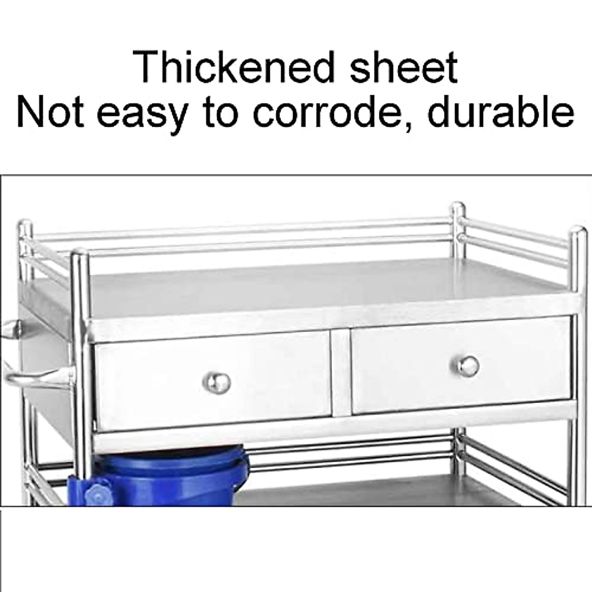 Medical Cart, Lab Rolling Cart 3 Shelves Shelf Stainless Steel Rolling Cart, With Dirt Bucket & Drawer Spacious Beauty Salon Rolling Cart, for Hospital Dental Clinic Home ( Color : Standard , Size : 6